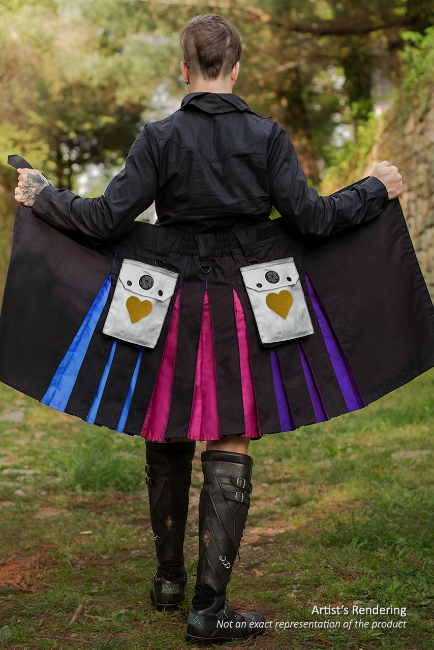 PolyAm Pride Cargo Kilt – 25-Inch Drop | Polyamory Pride | Cotton ...