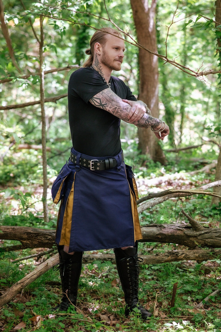 Versatta Hybrid Cargo Kilt - Navy Blue/Gold – Versatta Kilts